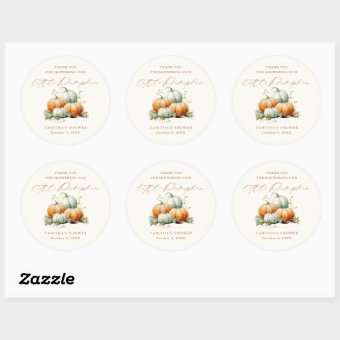 Little Pumpkin Fall Baby Shower Thank You Favor Classic Round Sticker ...