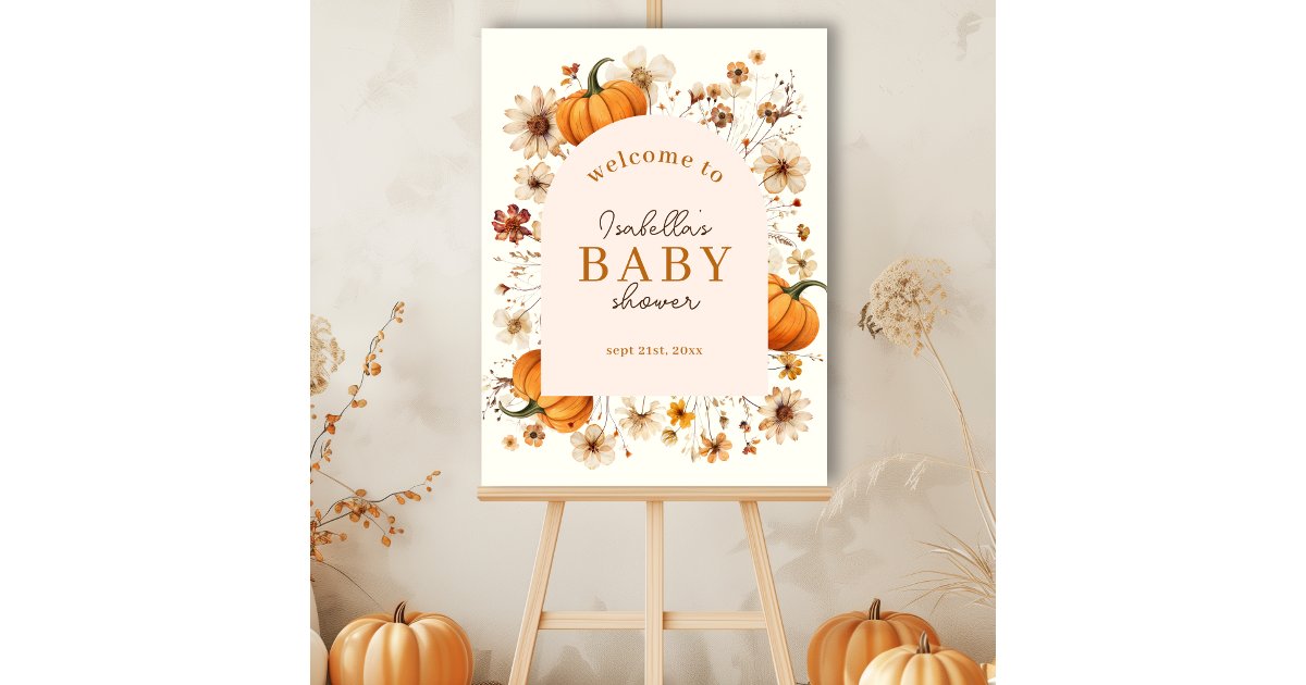 Little Pumpkin Fall Baby Shower Welcome Sign | Zazzle