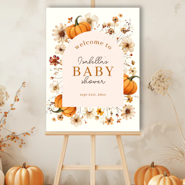 Little Pumpkin Fall Baby Shower Welcome Sign | Zazzle