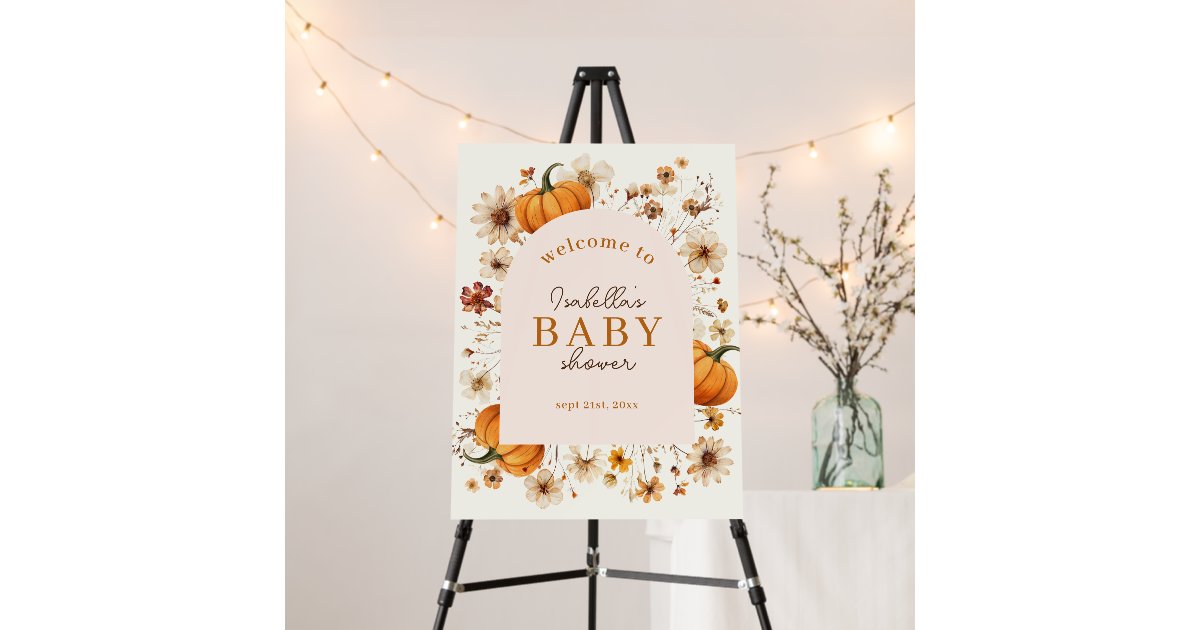 Little Pumpkin Fall Baby Shower Welcome Sign | Zazzle