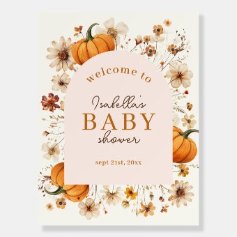 Little Pumpkin Fall Baby Shower Welcome Sign | Zazzle