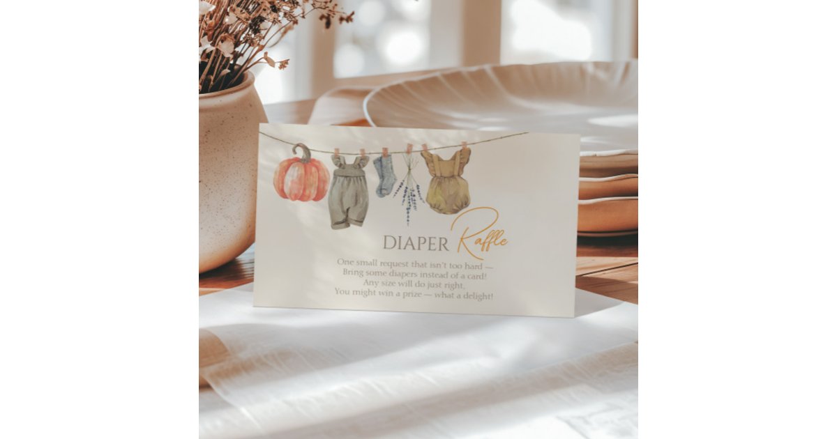 Little Pumpkin Fall Clothes Girl Diaper Raffle Enclosure Card | Zazzle