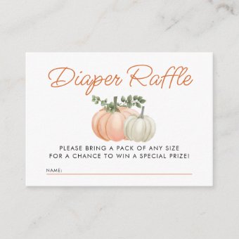 Little Pumpkin Fall Diaper Raffle Baby Shower Enclosure Card | Zazzle