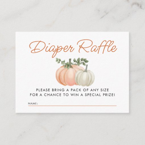 Little Pumpkin Fall Diaper Raffle Baby Shower Enclosure Card | Zazzle