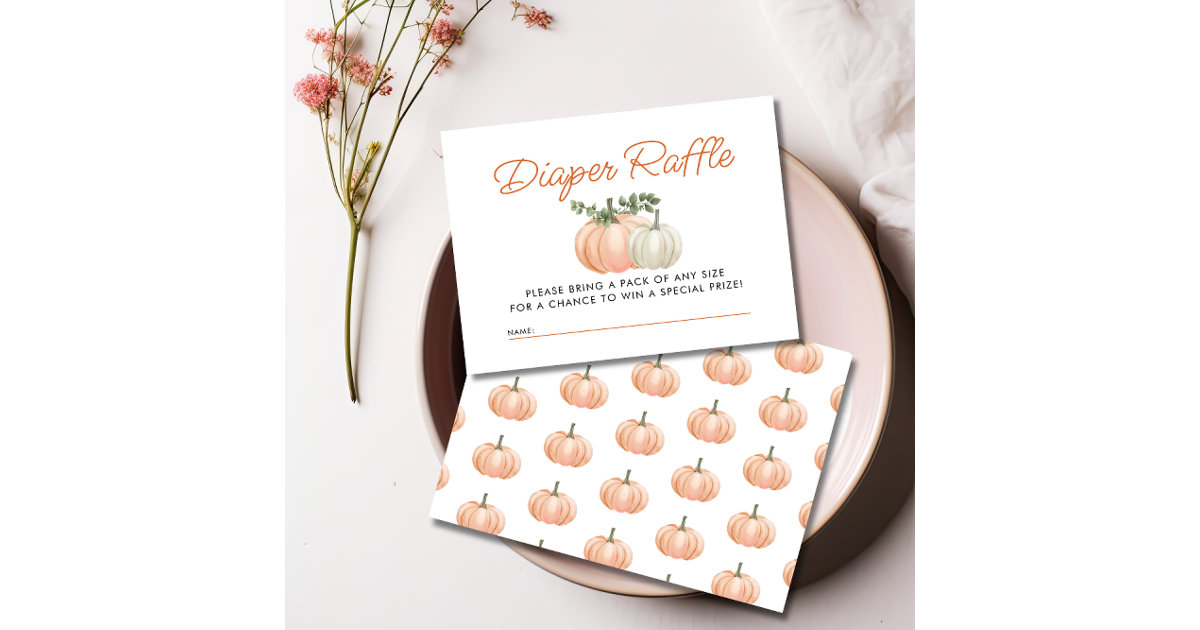Little Pumpkin Fall Diaper Raffle Baby Shower Enclosure Card | Zazzle