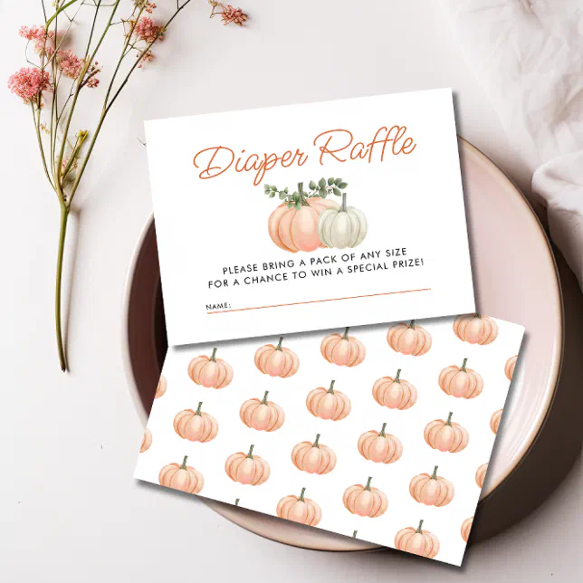 Little Pumpkin Fall Diaper Raffle Baby Shower Enclosure Card | Zazzle