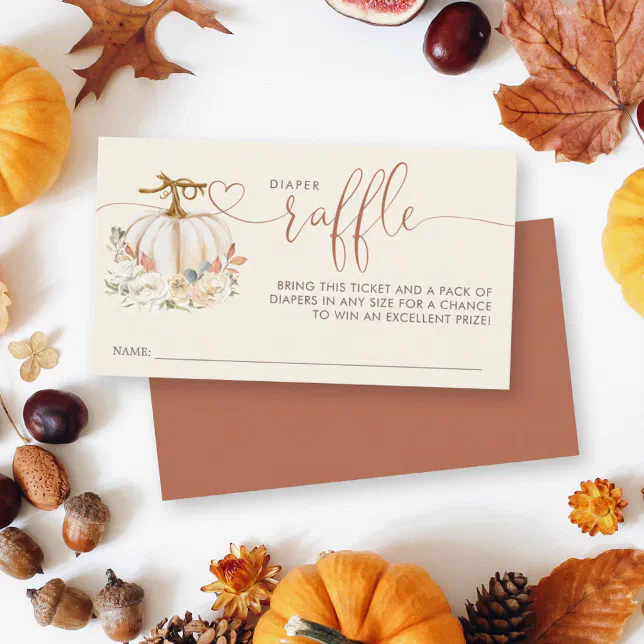 Little Pumpkin Fall Diaper Raffle Baby Shower Enclosure Card | Zazzle