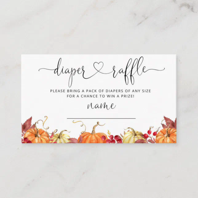 Little pumpkin fall diaper raffle ticket enclosure | Zazzle
