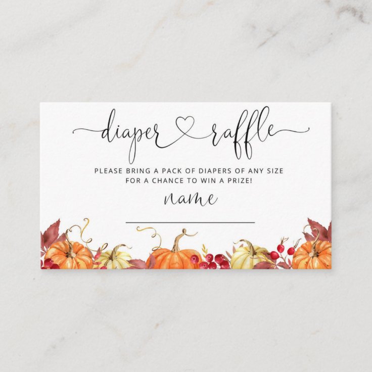 Little pumpkin fall diaper raffle ticket enclosure | Zazzle