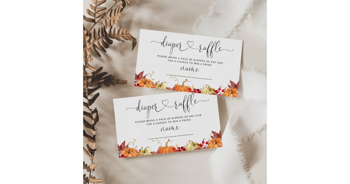 Little pumpkin fall diaper raffle ticket enclosure | Zazzle