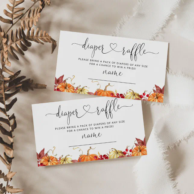 Little pumpkin fall diaper raffle ticket enclosure | Zazzle