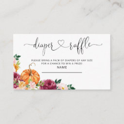 Little pumpkin fall diaper raffle ticket enclosure card | Zazzle