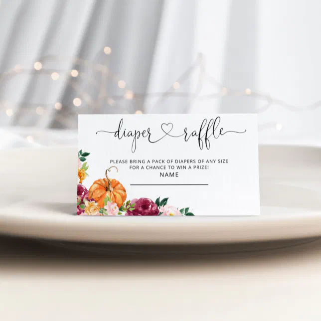 Little pumpkin fall diaper raffle ticket enclosure card | Zazzle