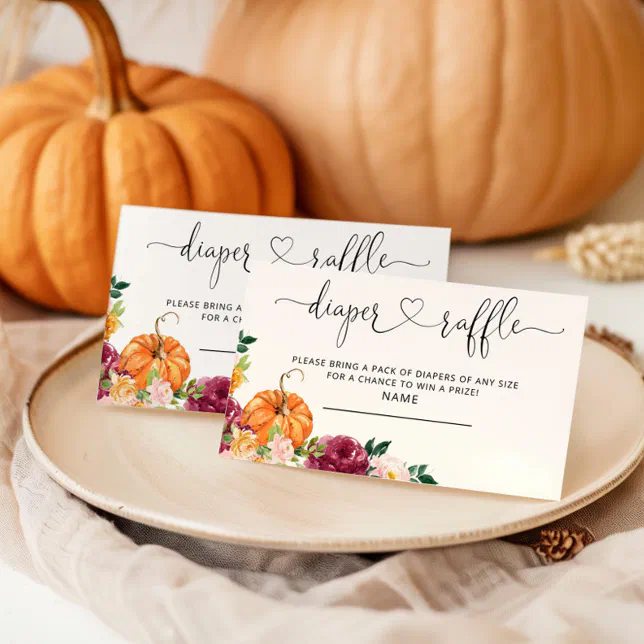 Little pumpkin fall diaper raffle ticket enclosure card | Zazzle