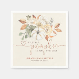 Little Pumpkin Fall Floral Baby Shower Napkins | Zazzle