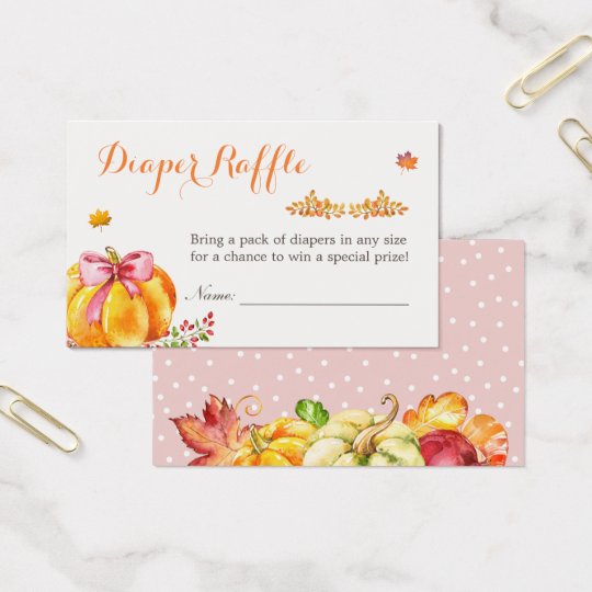 Little Pumpkin Fall Girl Baby Shower Diaper Raffle | Zazzle