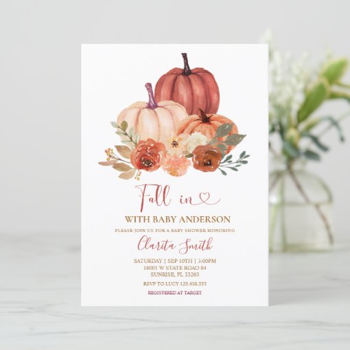 Little Pumpkin Fall In love Baby Shower Invitation | Zazzle
