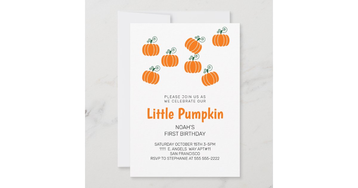 Little Pumpkin Fall Kids Birthday Party Invitation | Zazzle