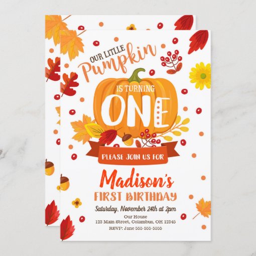 Little Pumpkin First Birthday Invitation | Zazzle