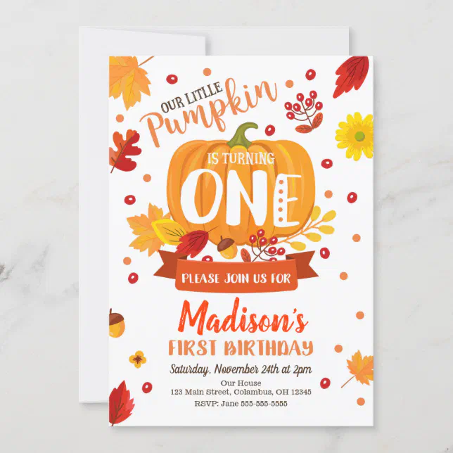 Little Pumpkin First Birthday Invitation | Zazzle