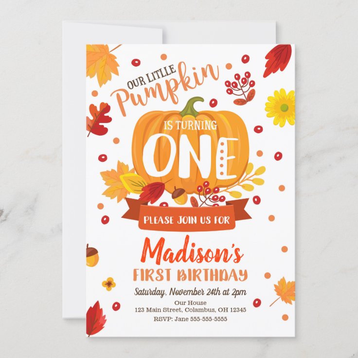 Little Pumpkin First Birthday Invitation | Zazzle