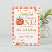 Little Pumpkin Floral Fall 1st Birthday Party Invitation | Zazzle