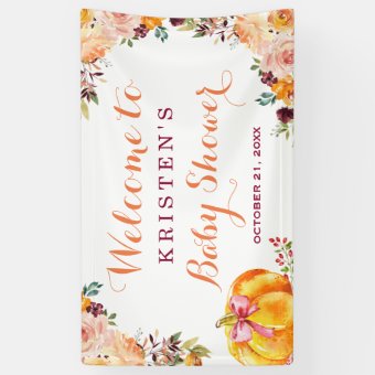 Little Pumpkin Floral Fall Autumn Baby Shower Banner | Zazzle