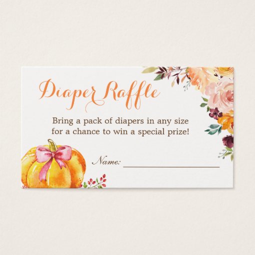 Little Pumpkin Girl Baby Shower Diaper Raffle Card | Zazzle