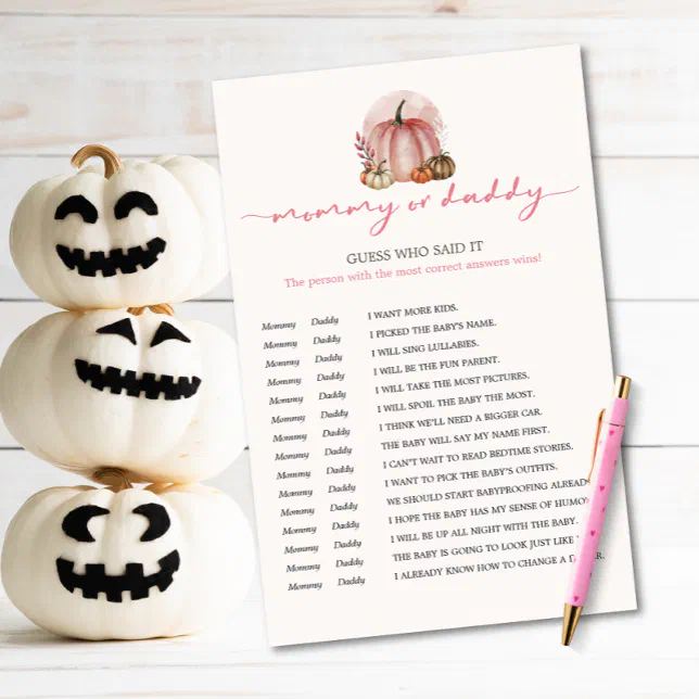 Little Pumpkin Girl Baby Shower Guess Who Game | Zazzle