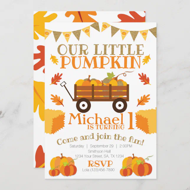 Little Pumpkin Invitation, Pumpkin Patch Birthday Invitation | Zazzle