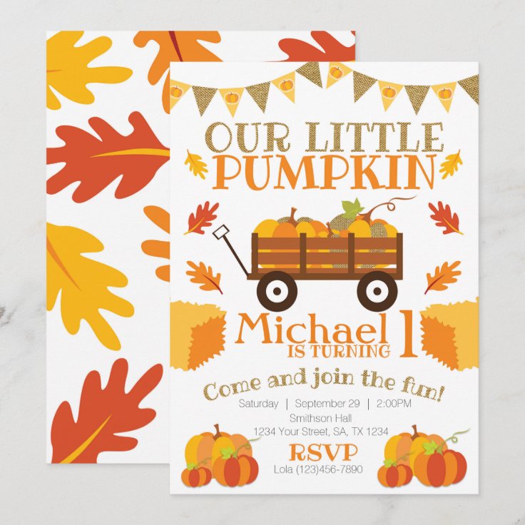 Little Pumpkin Invitation, Pumpkin Patch Birthday Invitation | Zazzle