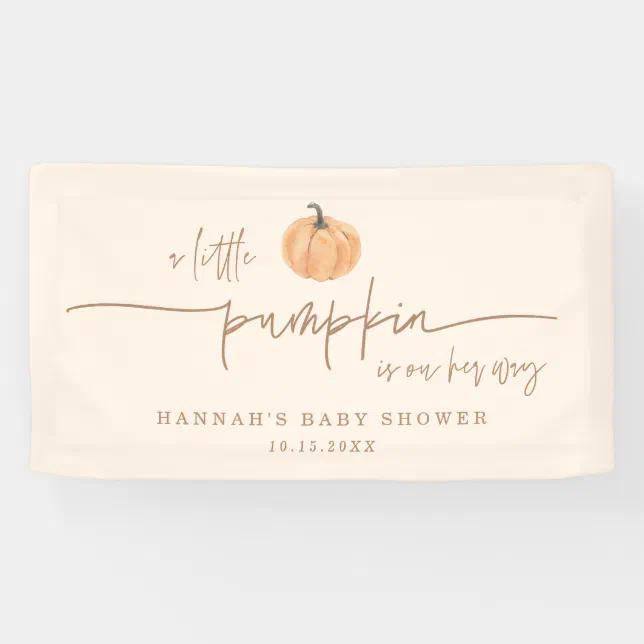 Little Pumpkin On Her Way Fall Baby Shower Banner | Zazzle