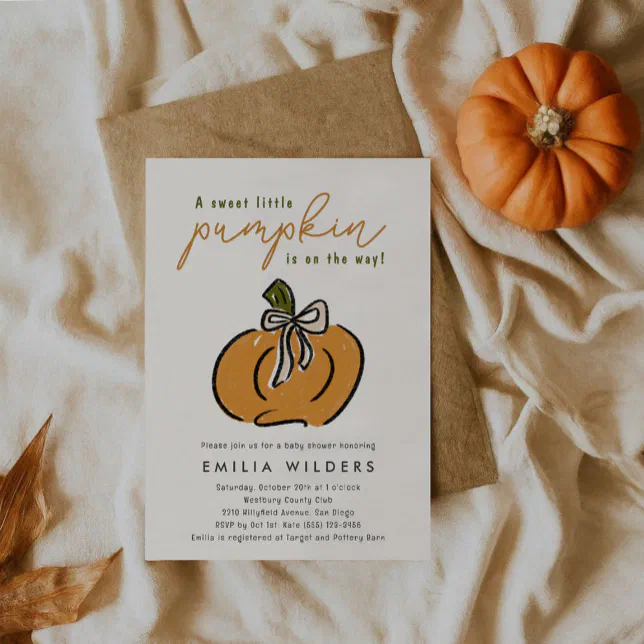 Little Pumpkin On The Way Baby Shower Invitation | Zazzle