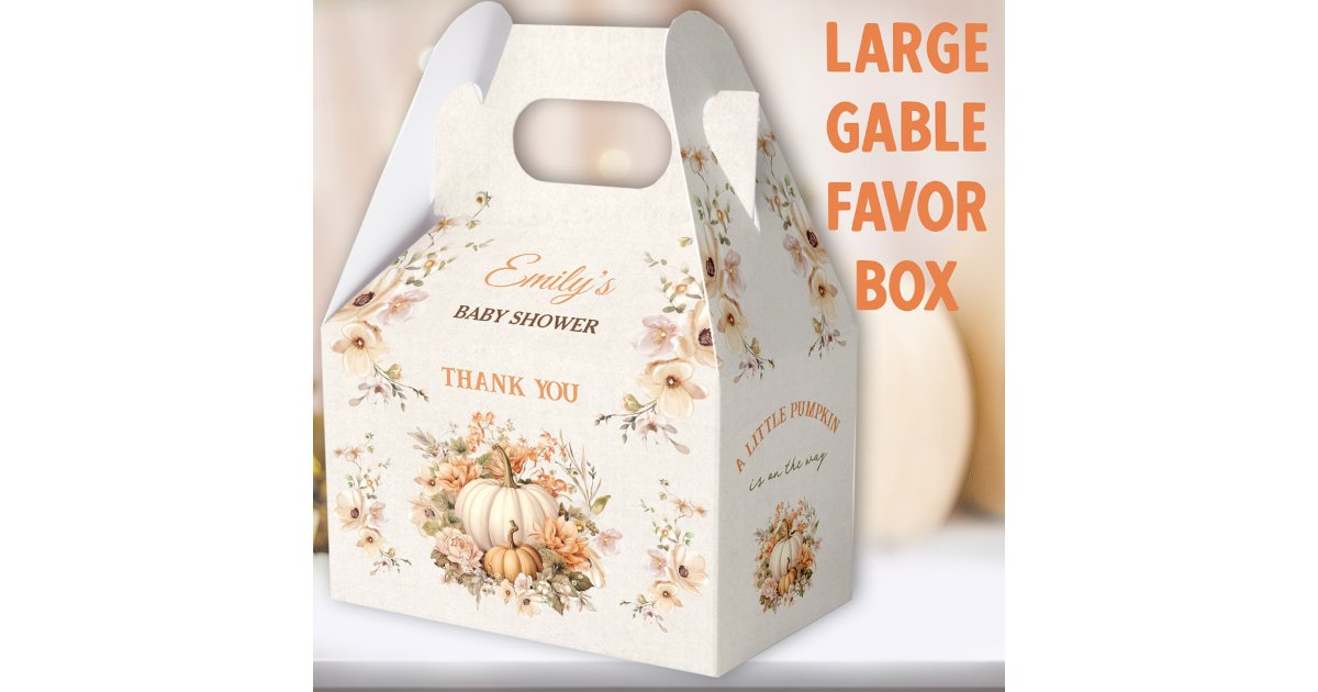 Little Pumpkin On The Way Baby Shower Large Gable Favor Boxes | Zazzle
