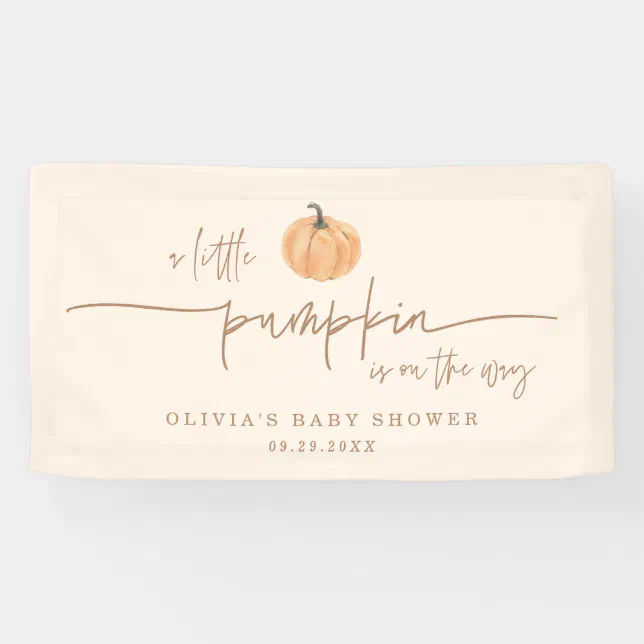 Little Pumpkin On The Way Fall Baby Shower Banner | Zazzle