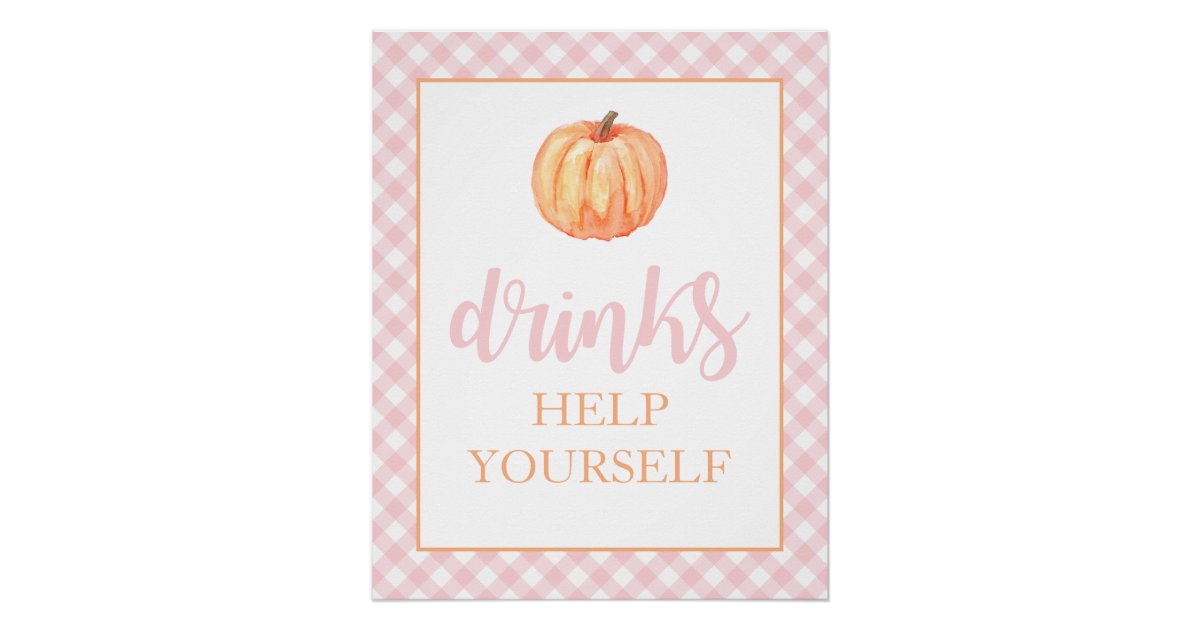 Little Pumpkin Pastel Pink Fall Birthday Drinks Pe Poster | Zazzle