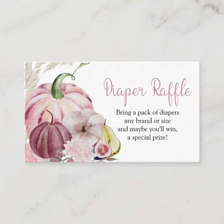 Little Pumpkin Pink Diaper Raffle Enclosure Card | Zazzle