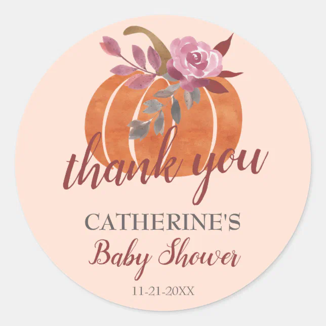Little Pumpkin Rustic Autumn Baby Shower Thank You Classic Round ...
