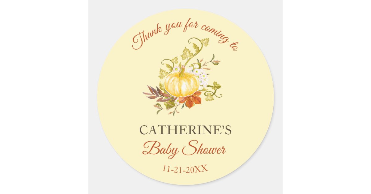 Little Pumpkin Rustic Fall Baby Shower Thank You Classic Round Sticker ...