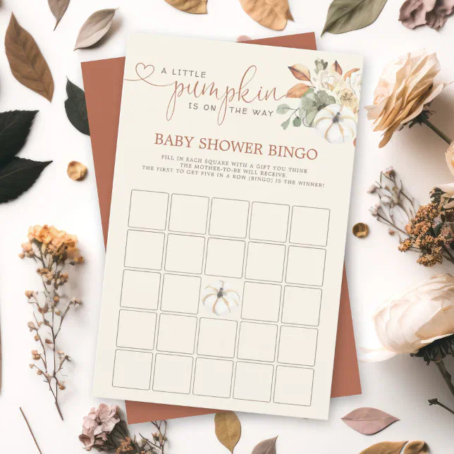 Little Pumpkin Rustic Floral Bingo Shower Games | Zazzle