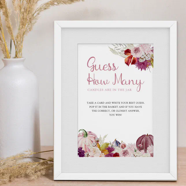 Little Pumpkin Rustic Floral Guess How Many Game Poster | Zazzle