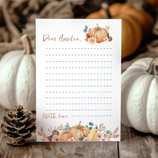 Little Pumpkin Time Capsule Note Message Card | Zazzle