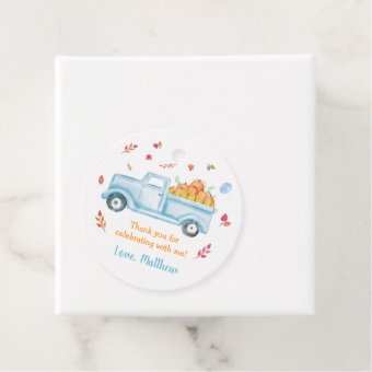 Little Pumpkin Truck Birthday Favor Tags | Zazzle