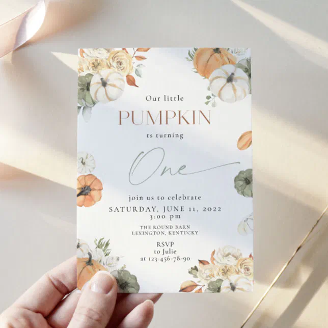 Little Pumpkin, Turning One, 1st Birthday Invitation | Zazzle