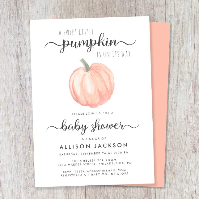 Little Pumpkin Watercolor Baby Shower Invitation | Zazzle