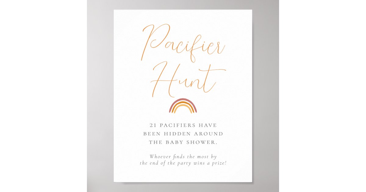 Little Ray of Sunshine Baby Shower Pacifier Hunt Poster | Zazzle