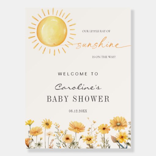 Little Ray Of Sunshine Baby Shower Welcome Sign | Zazzle