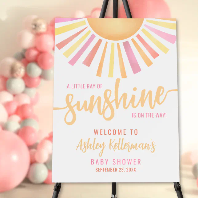 Little Ray Of Sunshine Baby Shower Welcome Sign | Zazzle