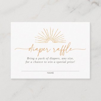 Little Ray of Sunshine Boho Diaper Raffle Ticket Enclosure Card | Zazzle