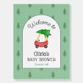 Little Red Car Winter Baby Shower Welcome Sign | Zazzle